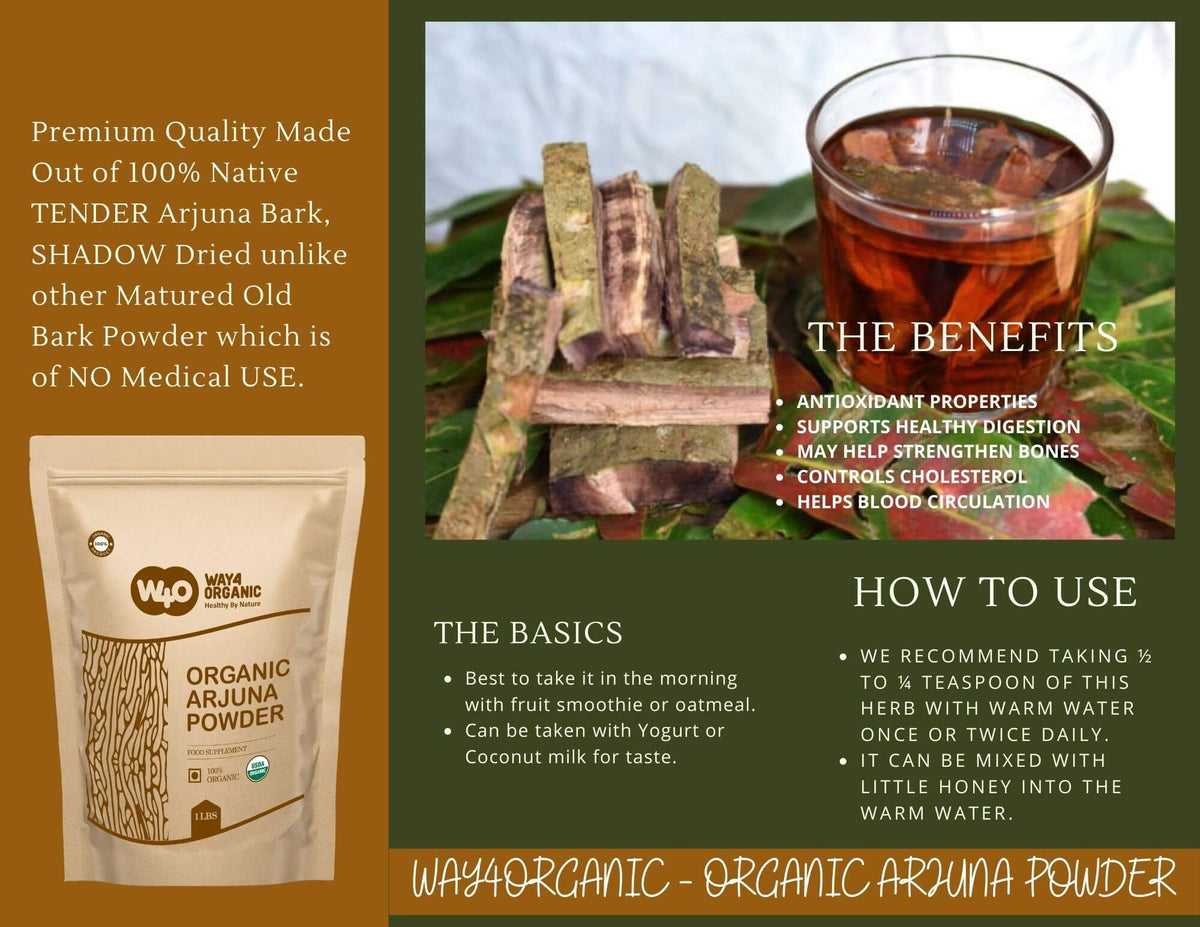 Organic Arjuna Bark Powder, 16 Ounces(1 Pound) – Way4Organic